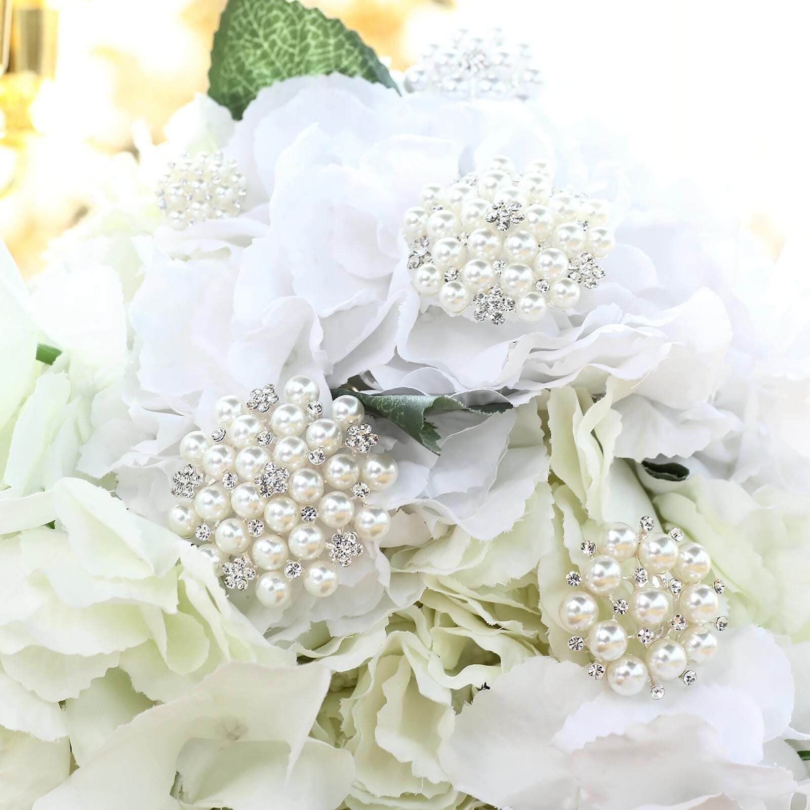 Ivory Pearl and Rhinestone Brooches | Floral Sash Pin Brooch Bouquet D ...